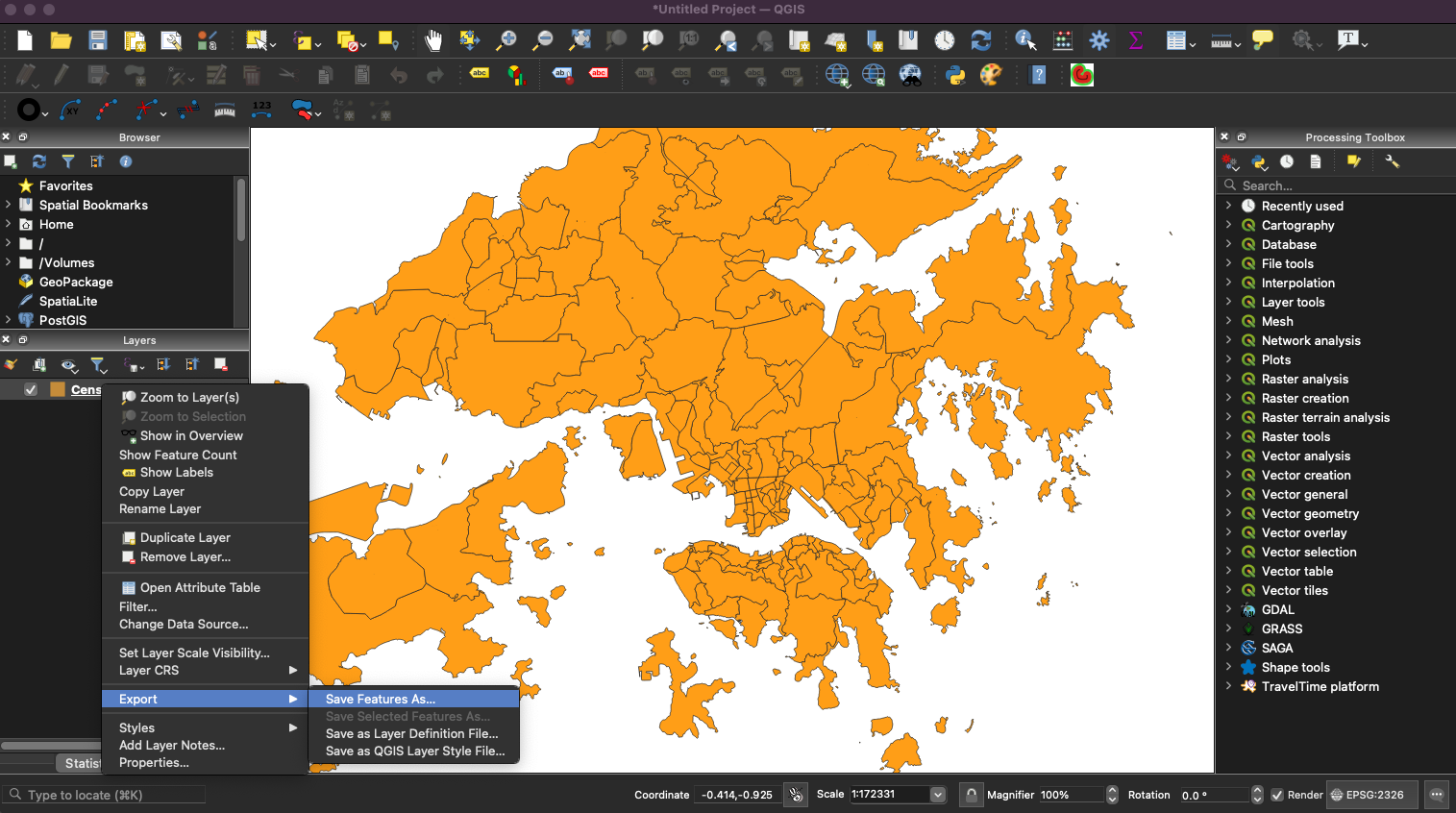 Convert GML GeoJSON To Shapefile With QGIS Urban Data Palette
